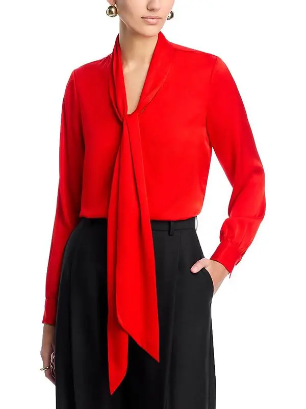 Elie Tahari Nicoletta Silk Blend Top - Red Bliss