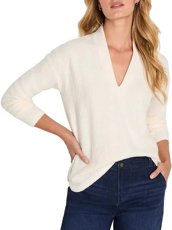 NIC+ZOE Cozy Cable Knit Top - Classic Cream
