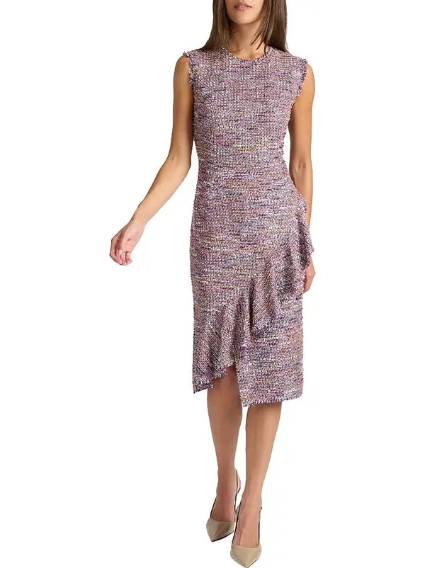 Santorelli Cami Sleeveless Tweed Dress With Ruffle - Dusty Lilac