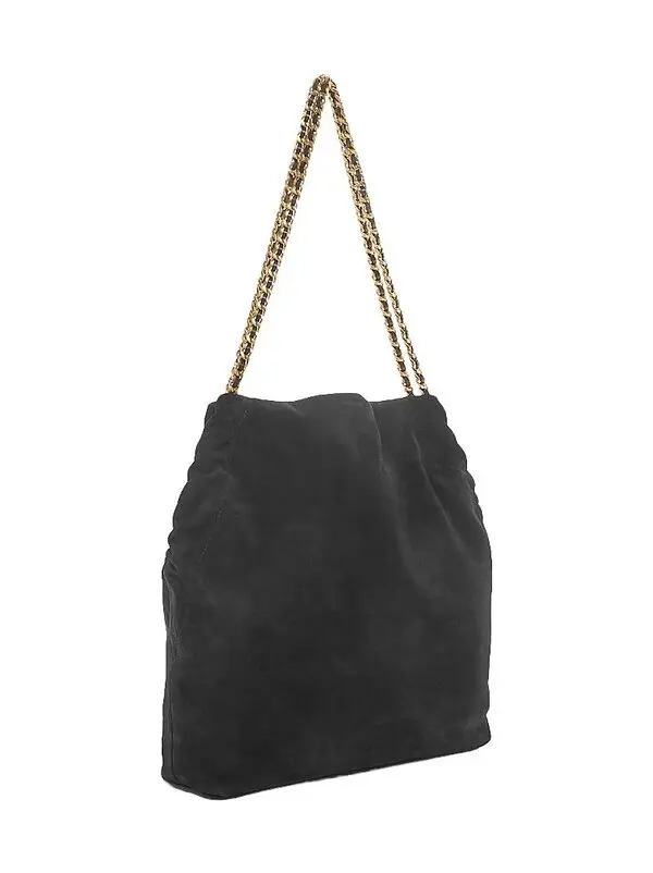 Veronica Beard Large Slouch Suede Shoulder Bag - Black