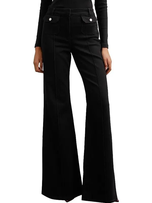 REISS High-rise Flare Leg Pants - Black