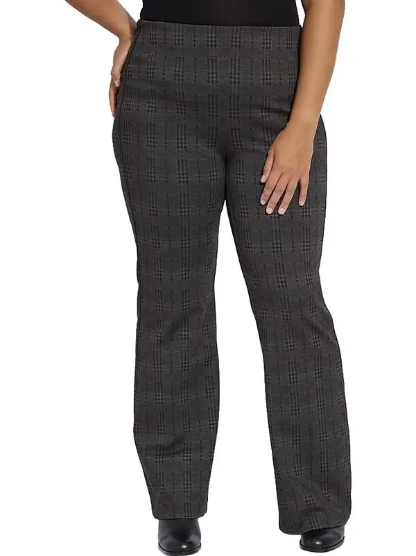 Lyssé Patterned High Waist Ponte Pants - Americano Plaid