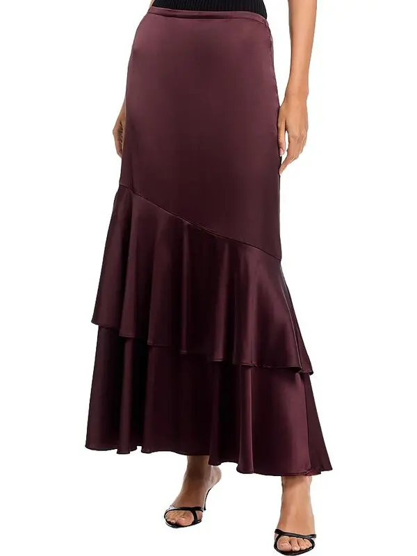 AREA STARS Tiered Maxi Skirt - Brown