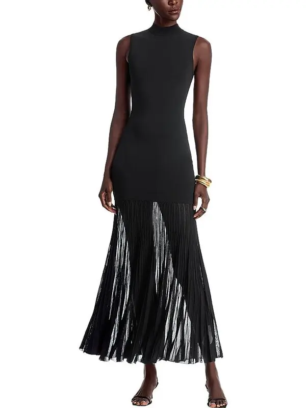 Michael Kors Mock Neck Sheer Maxi Dress - Black