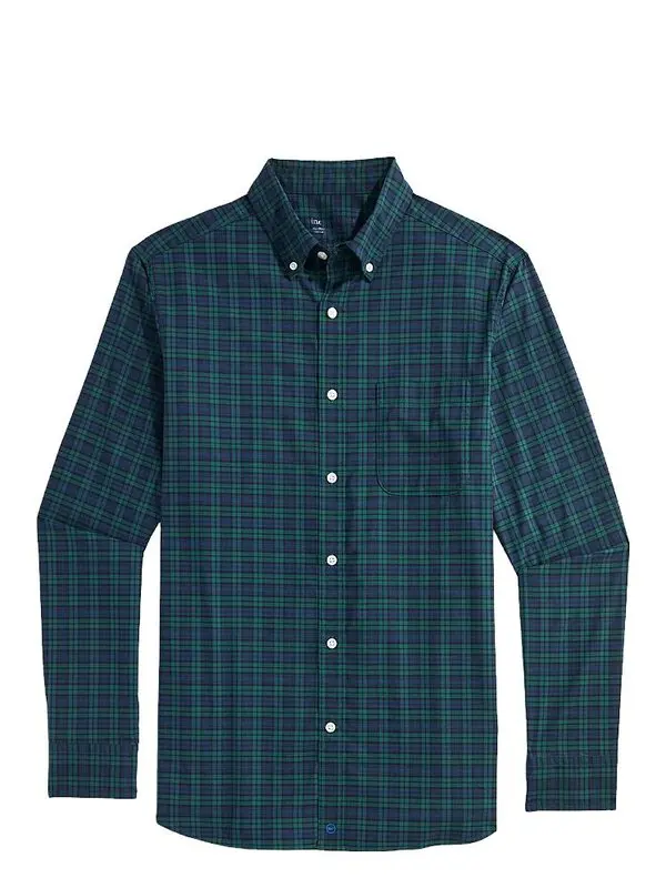 Vineyard Vines Pine Plaid Performance Cotton Shirt - Charleston Green