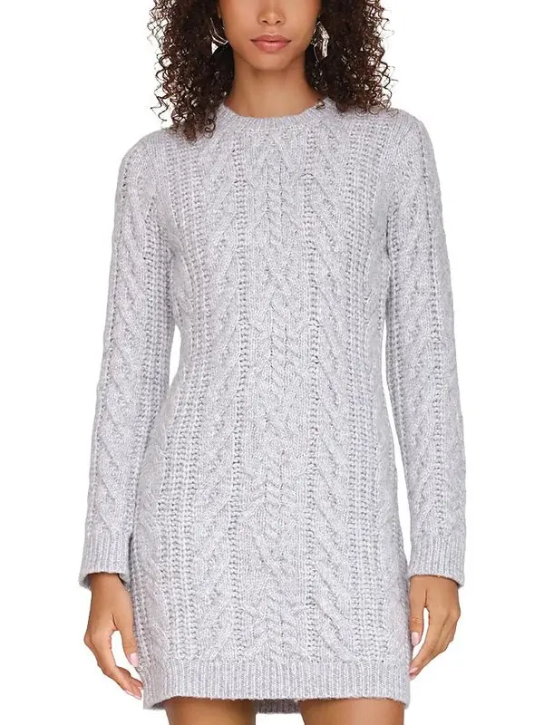 Avec Les Filles Cable Knit Mini Dress - Silver