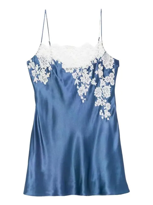 Carine Gilson Lace-detail Slip - Blue
