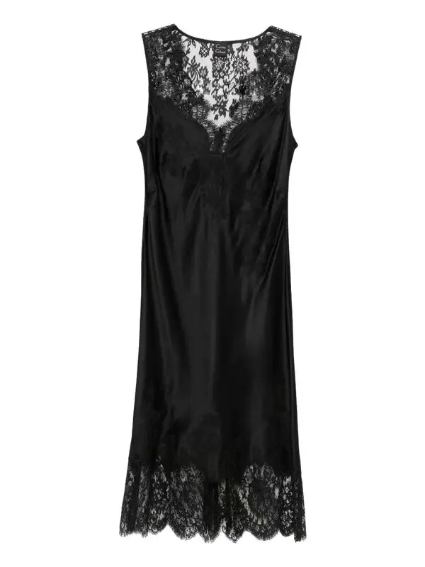 Carine Gilson Lace V-neckline Slip Dress - Black