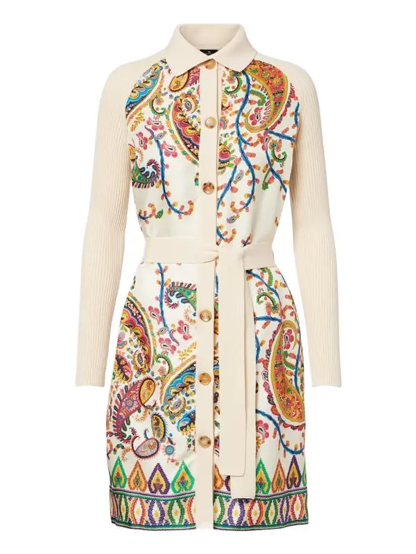 Etro Paisley Belted Cotton Cardigan - Beige