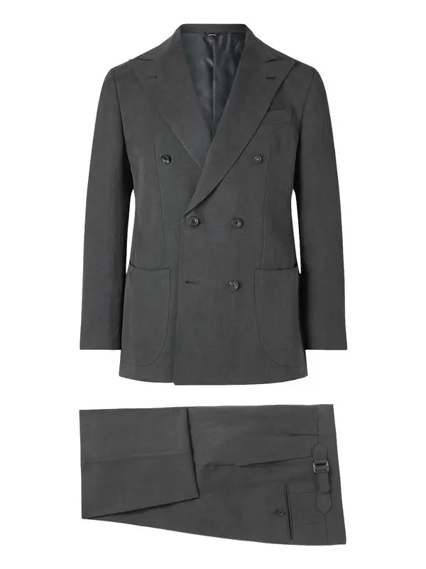 Thom Sweeney Double-breasted Linen Suit - Green