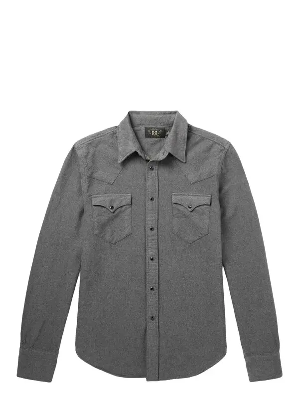 Ralph Lauren Brushed-cotton Oxford Western Shirt - Gray