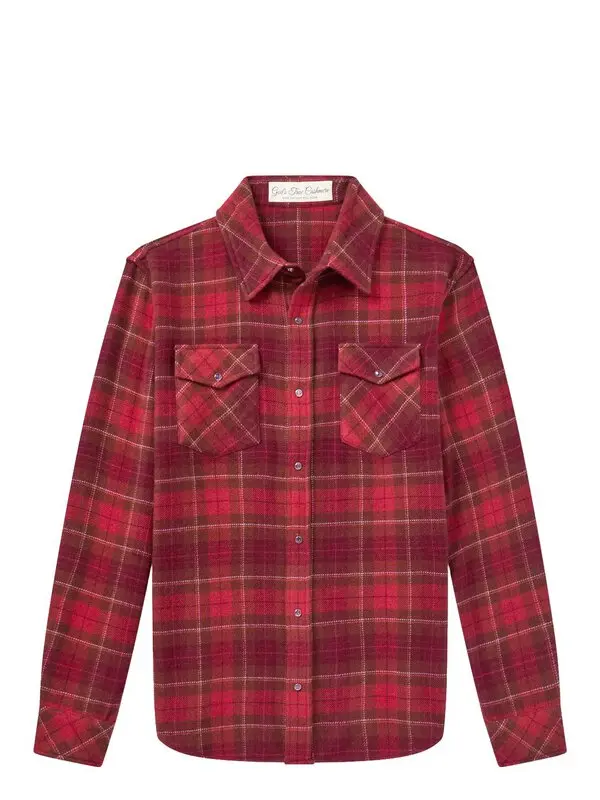 GOD'S TRUE CASHMERE Love Checked Cashmere Shirt - Red