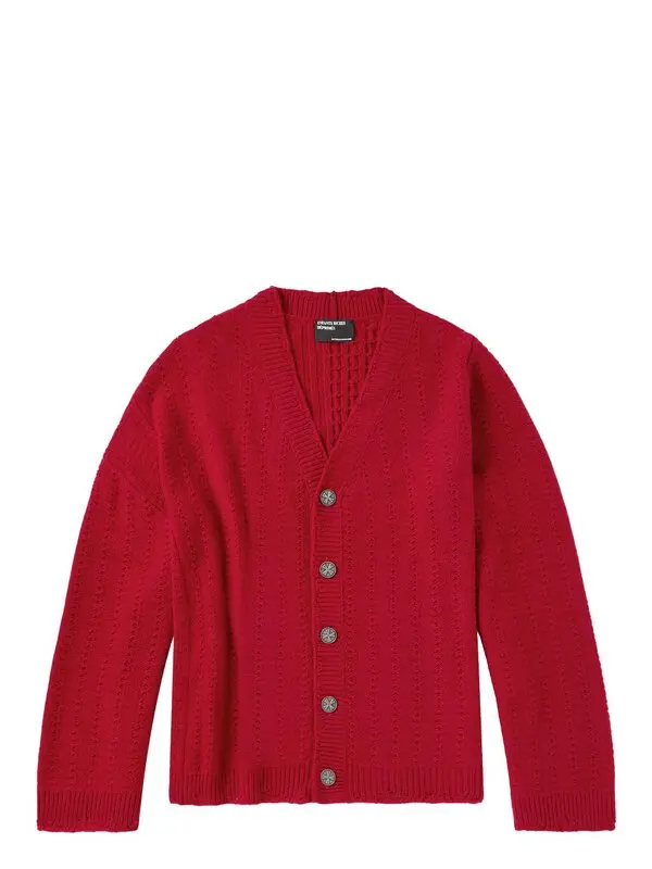 Enfants Riches Déprimés Asymmetric Cashmere Cardigan - Red