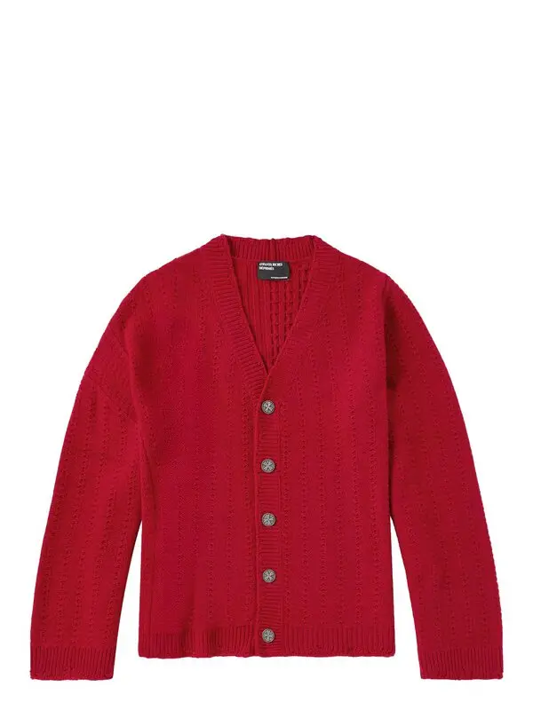 Enfants Riches Déprimés Asymmetric Cashmere Cardigan - Red