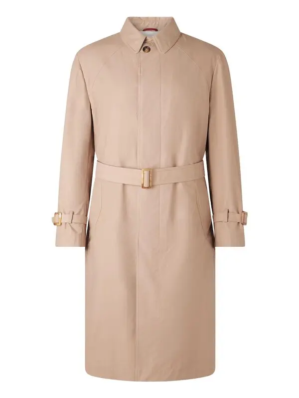 Brunello Cucinelli Belted Cotton-blend Trench Coat - Brown