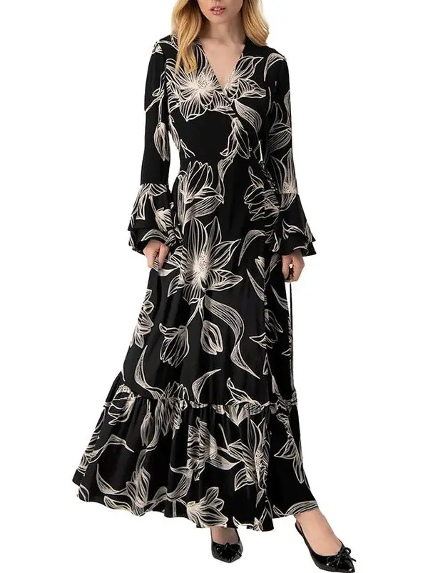 IVONNE Floral Print Maxi Dress - Black