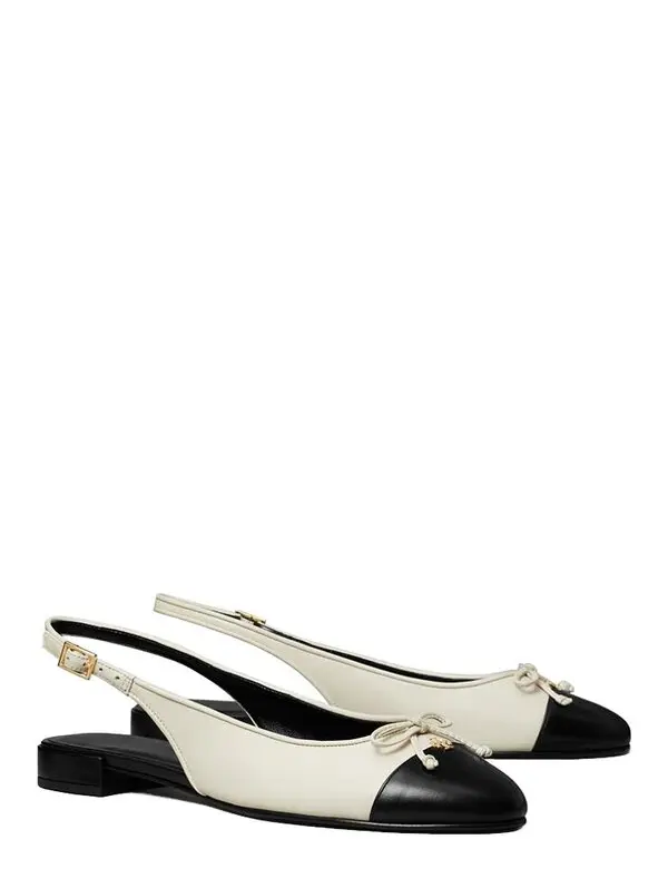Tory Burch Cap-toe Slingback - Light Cream/perfect Black