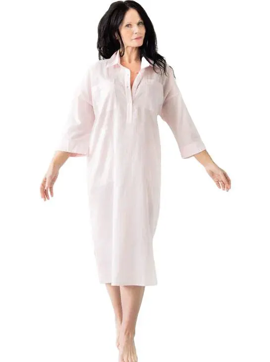 SALUA Oversized Button Down Long Shirt - Light Pink