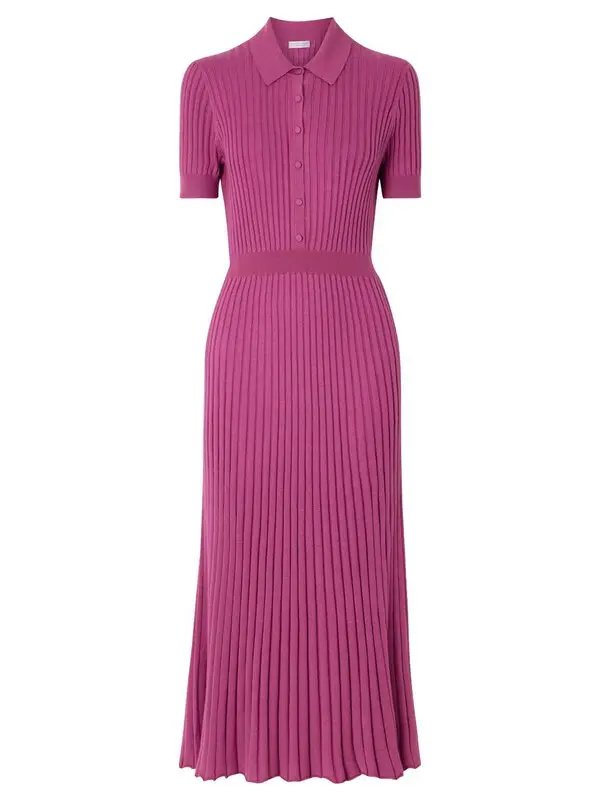 Gabriela Hearst Amor Ribbed Cashmere And Silk-blend Midi Dress - Pink