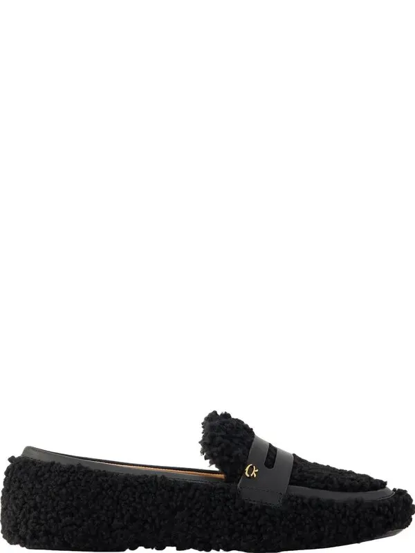 GIANVITO ROSSI Leather-trimmed Shearling Loafers - Black