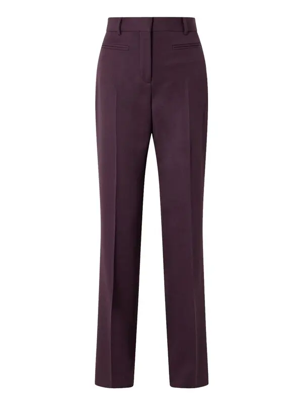 Veronica De Piante Pleated Grain De Poudre Wool Flared Pants - Purple