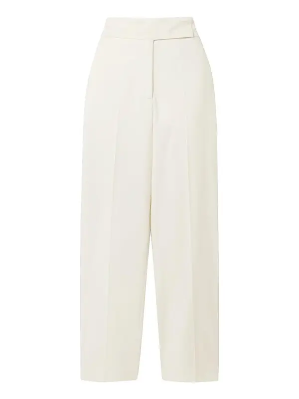 JOSEPH Aix Satin-trimmed Crepe Tapered Pants - Cream