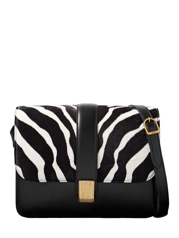 Khaite Blake Zebra-print Calf Hair And Leather Shoulder Bag - Animal Print