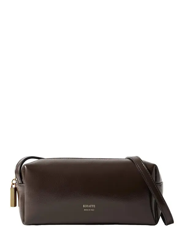 Khaite Kye Glossed-leather Shoulder Bag - Brown