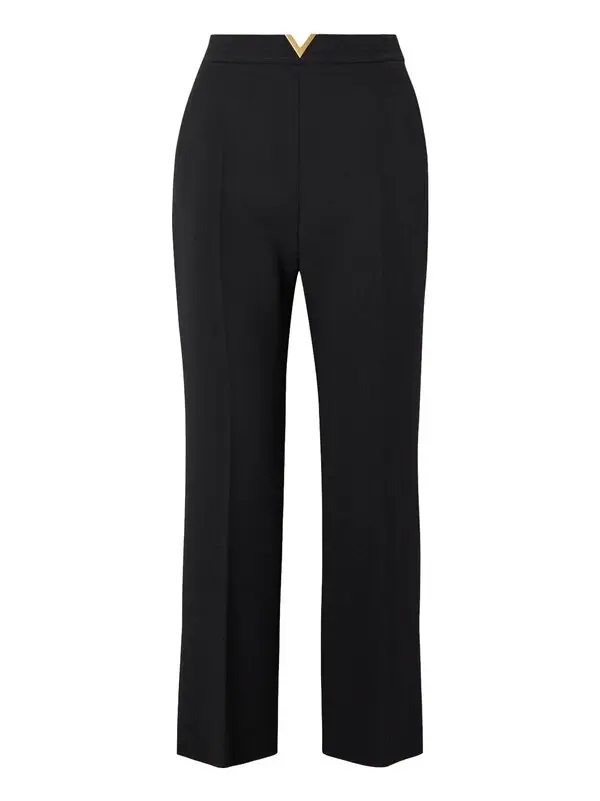 Valentino Garavani Embellished Wool Straight-leg Pants - Black