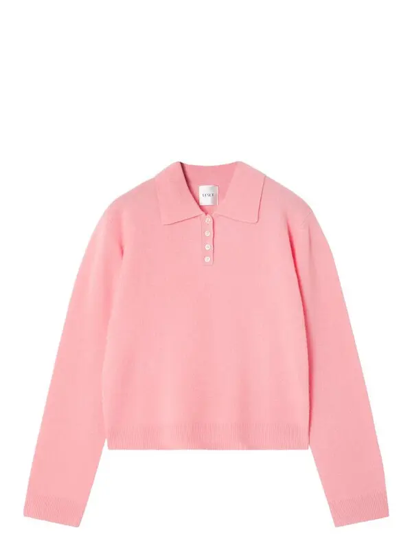 LESET Jesse Wool Polo Sweater - Pink