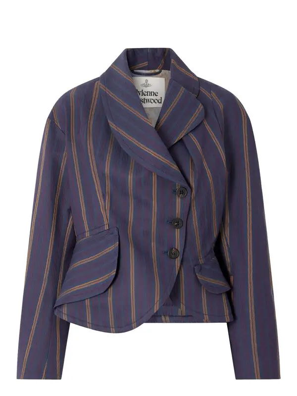VIVIENNE WESTWOOD Stormy Asymmetric Striped Cotton-blend Blazer - Purple