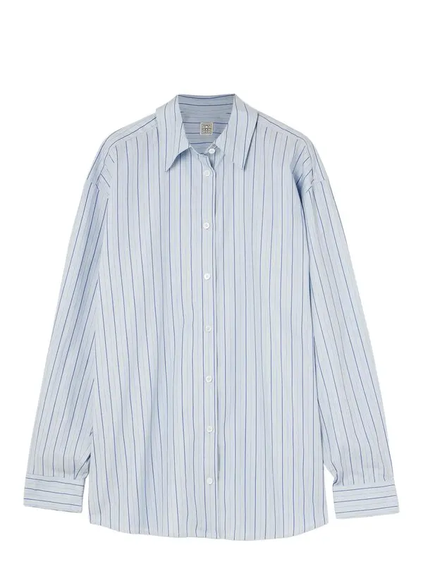 TOTEME Striped Cotton-poplin Shirt - Blue