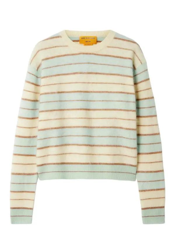 Guest In Residence Grizzly Striped Brushed-cashmere Sweater - Blue