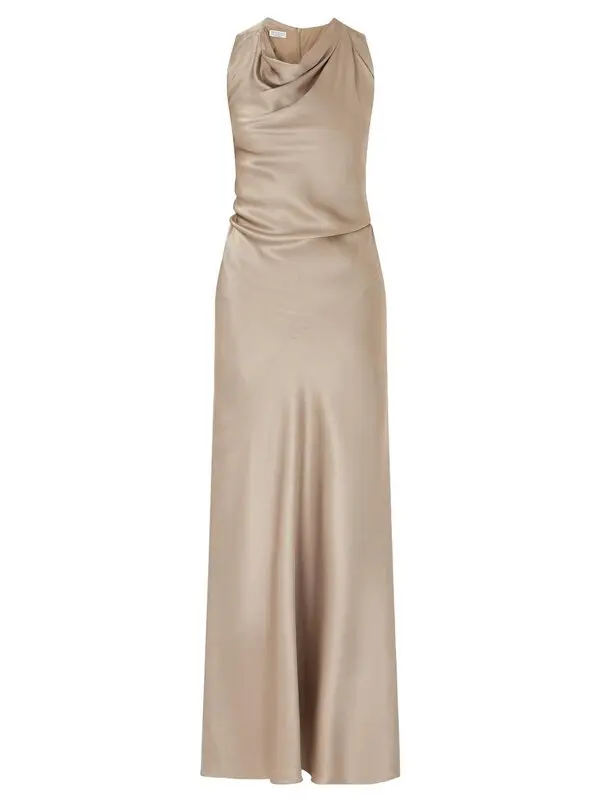 Brunello Cucinelli Silk Maxi Dress - Brown