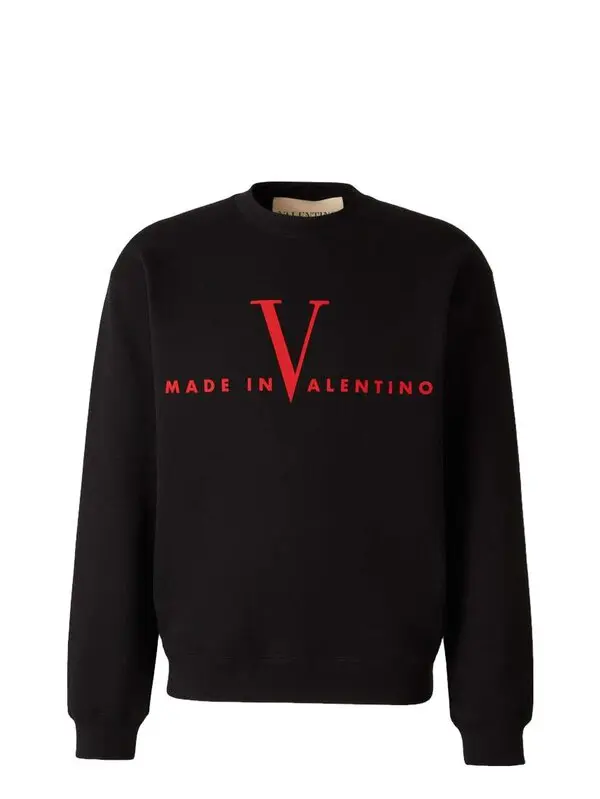 Valentino Garavani Round Neck Cotton Sweatshirt - Black