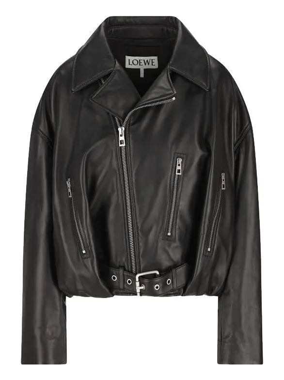 Loewe Nappa Leather Biker Jacket - Black