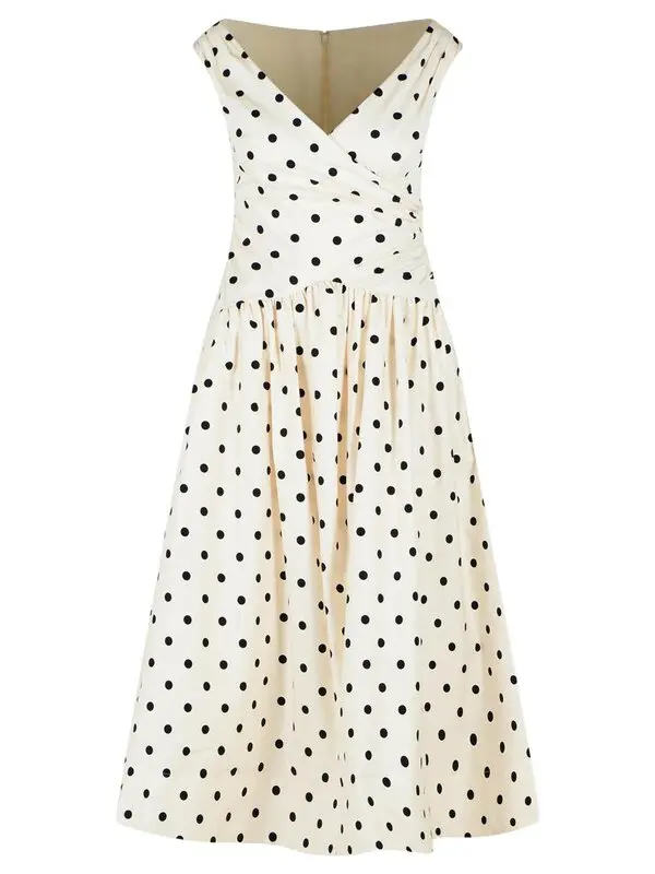 SELF-PORTRAIT Cotton Polka Dot Dress - Beige