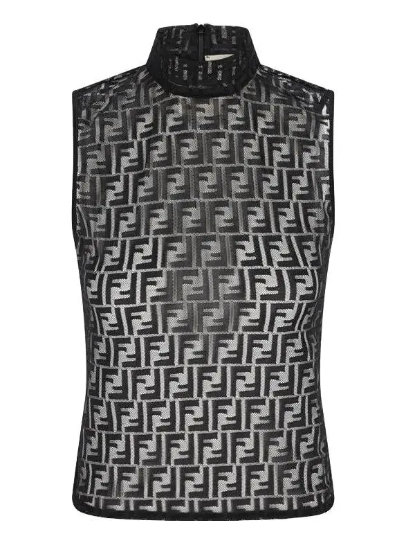 Fendi Top With Ff Pattern - Black