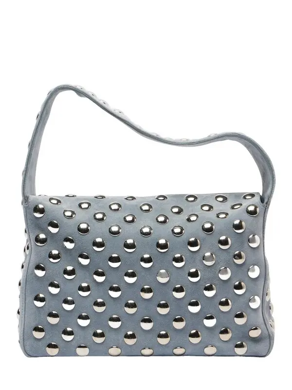 Khaite Elena Medium Studded Suede Shoulder Bag - Blue