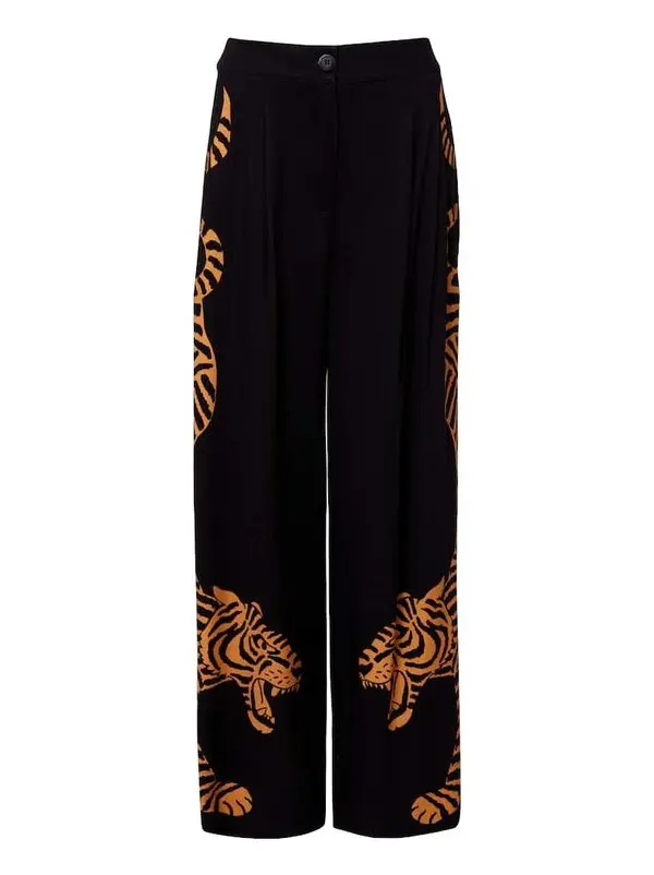 Farm Rio Tiger Wide-leg Trousers - Black