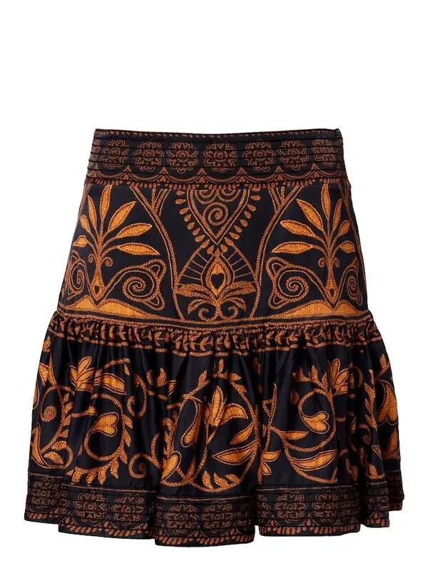 Farm Rio Cornely Ainika Embroidered Mini Skirt - Black