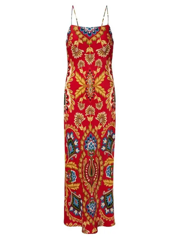Farm Rio Folk Tapestry Maxi Dress - Red