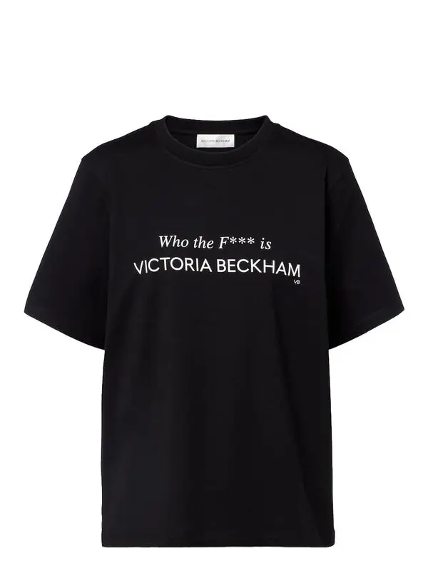 Victoria Beckham Printed Cotton Jersey T-shirt - Black