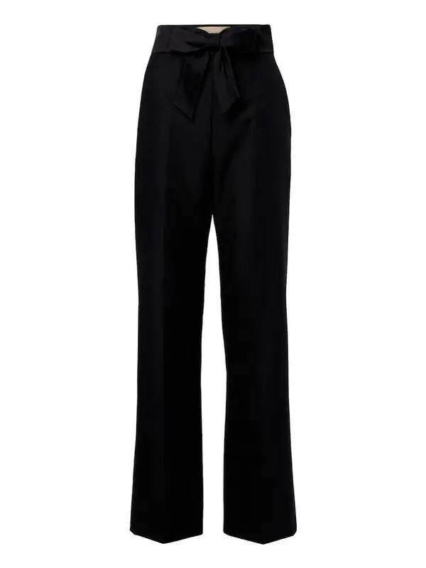 Valentino Garavani Wool And Mohair Straight Pants - Black