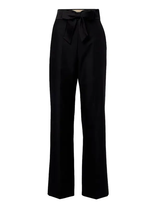 Valentino Garavani Wool And Mohair Straight Pants - Black
