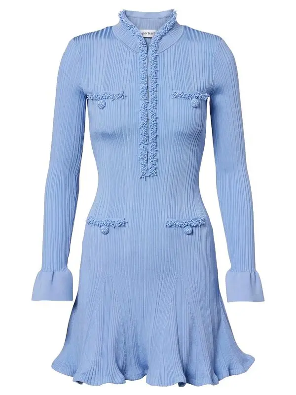 SELF-PORTRAIT Ruffled Minidress - Blue