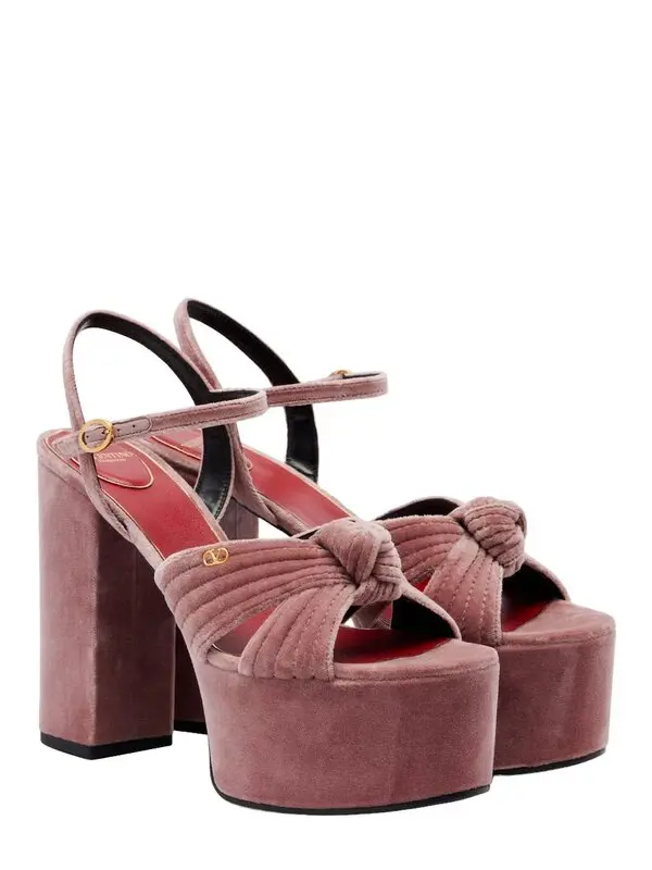 Valentino Garavani Crasher 125 Velvet Platform Sandals - Pink
