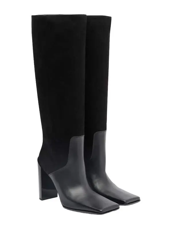 Alaïa 90 Leather And Suede Knee-high Boots - Black