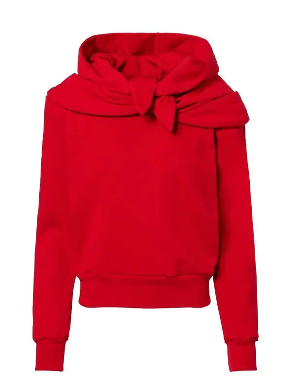 Magda Butrym Scarf-detail Cotton-blend Hoodie - Red