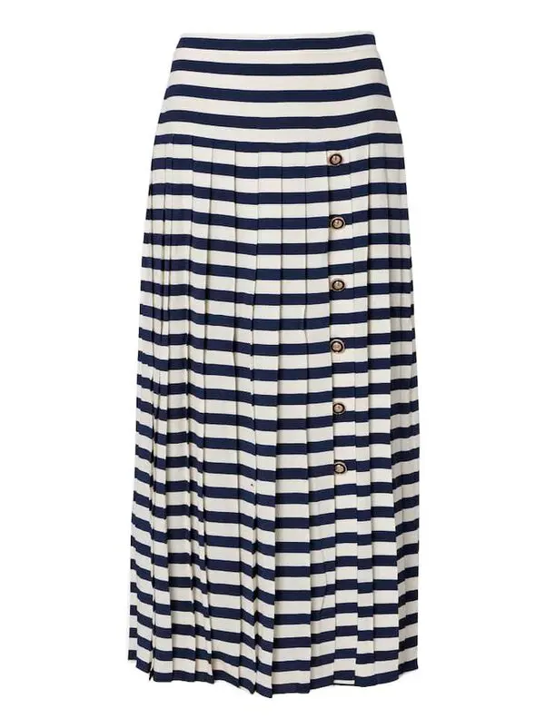 Rixo Lea Striped Midi Skirt - Blue